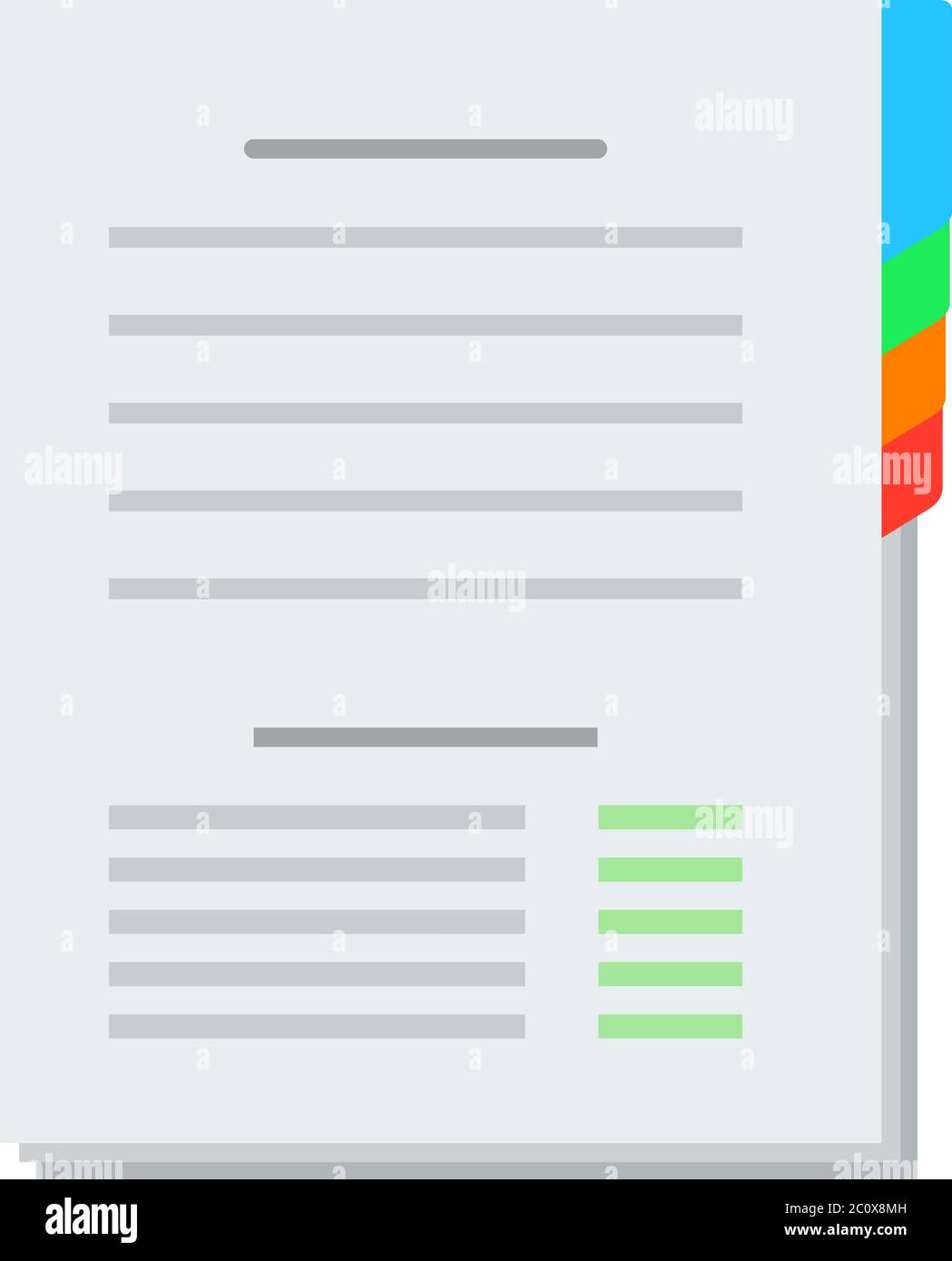 Paper sheet with page dividers vector icon flat isolated Stock Vector ...