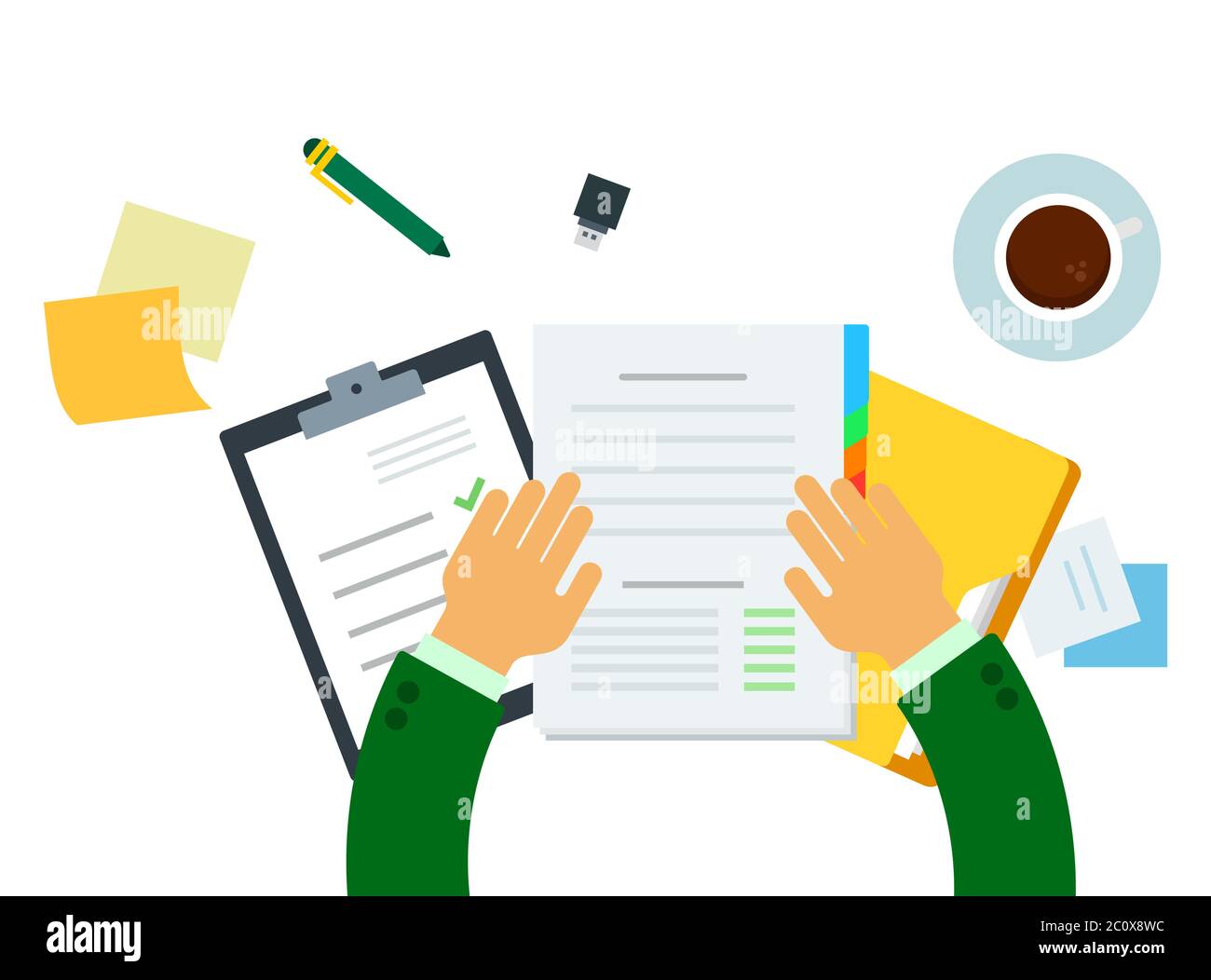 Modern illustration workplace with office things Stock Vector Image ...