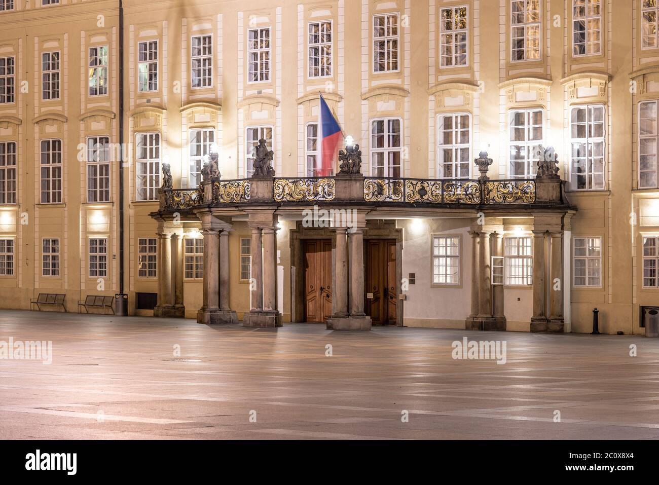 Entrance door with balcony to the Archives of Prague Castle on Third ...