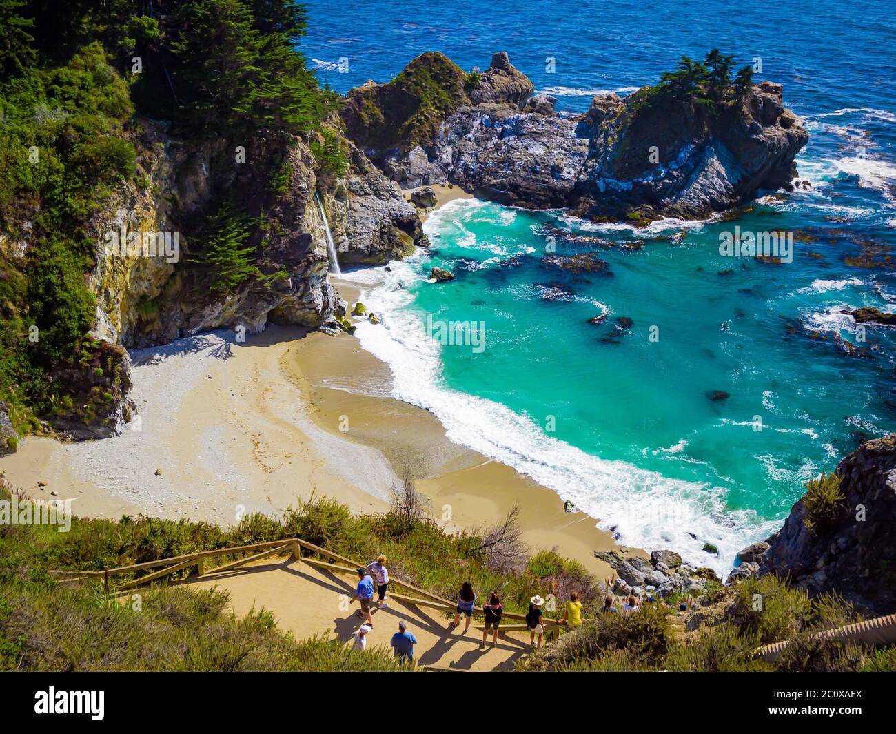 Aerial view of Water Fall McWay Falls Julia Pfeiffer Burns Park Big Sur California. McWay Falls ...