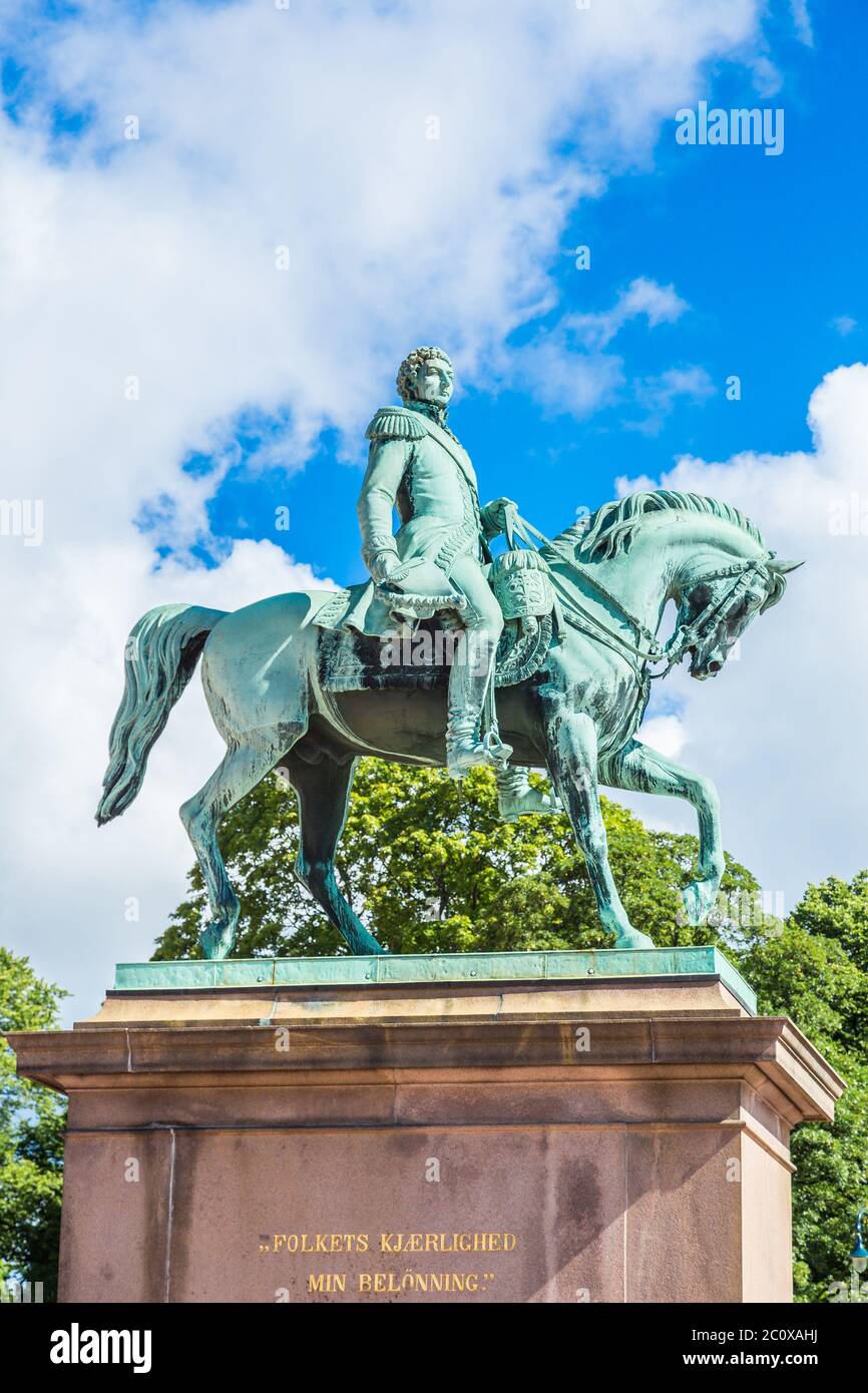 Statue king Carl Johan XIV in Oslo Stock Photo - Alamy
