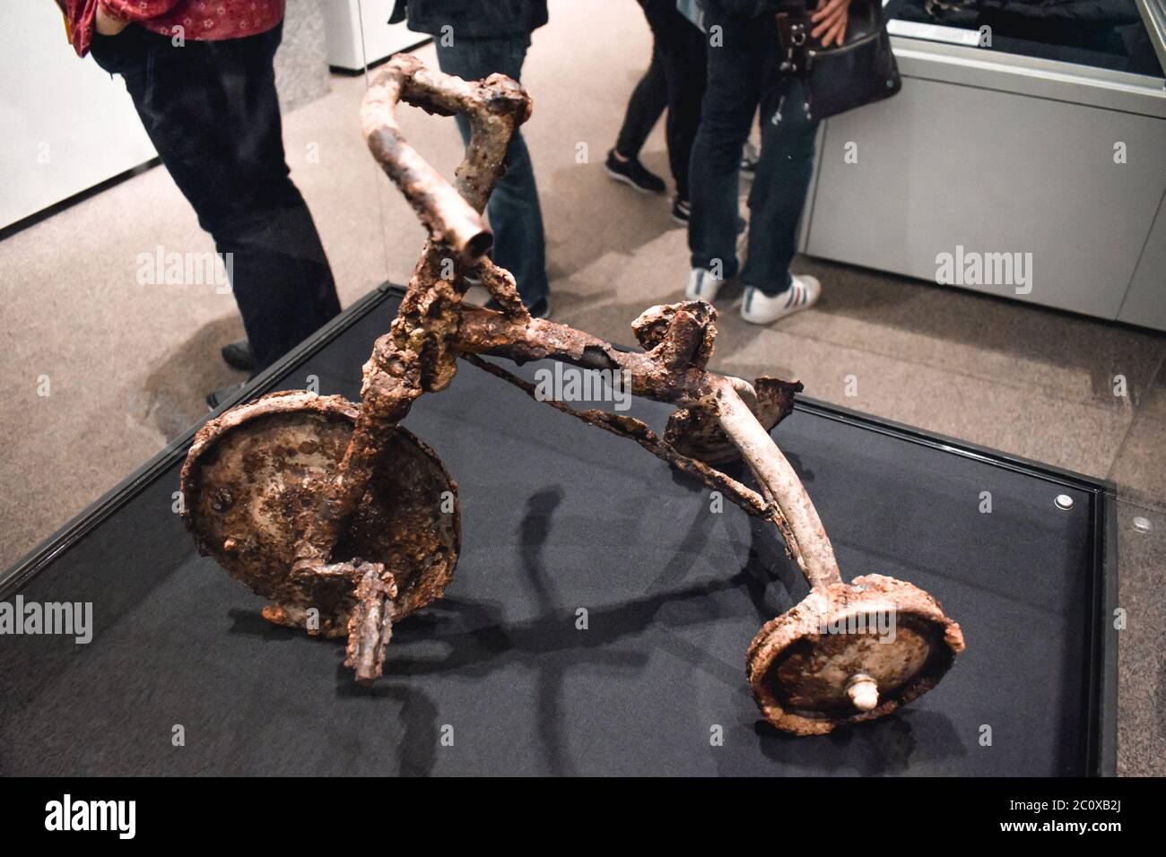 Corroded child scooter from the ruins of Hiroshima after the nuclear ...