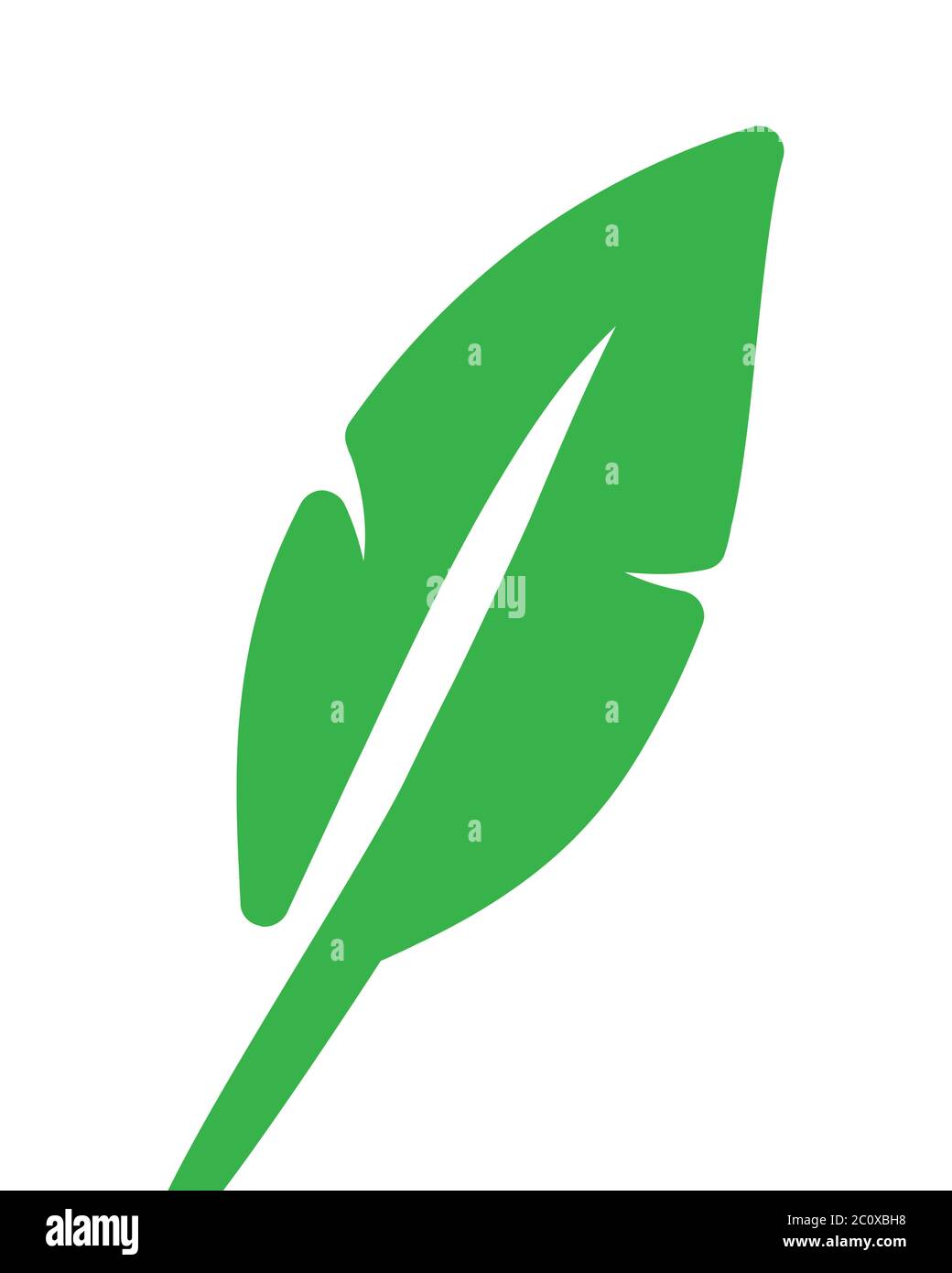 Flat vector icon green feather isolated on white background Stock ...