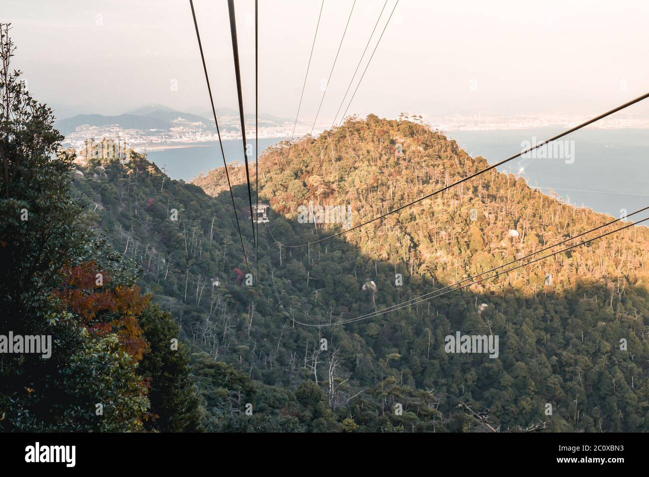Ropeway leading to mount Misen at Miyajima Island in Hiroshima Japan ...