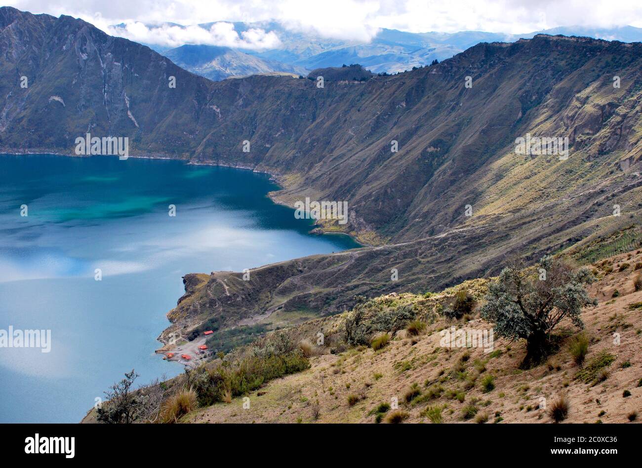 View of Quilotoa a water filled caldera in Ecuador Stock Photo - Alamy
