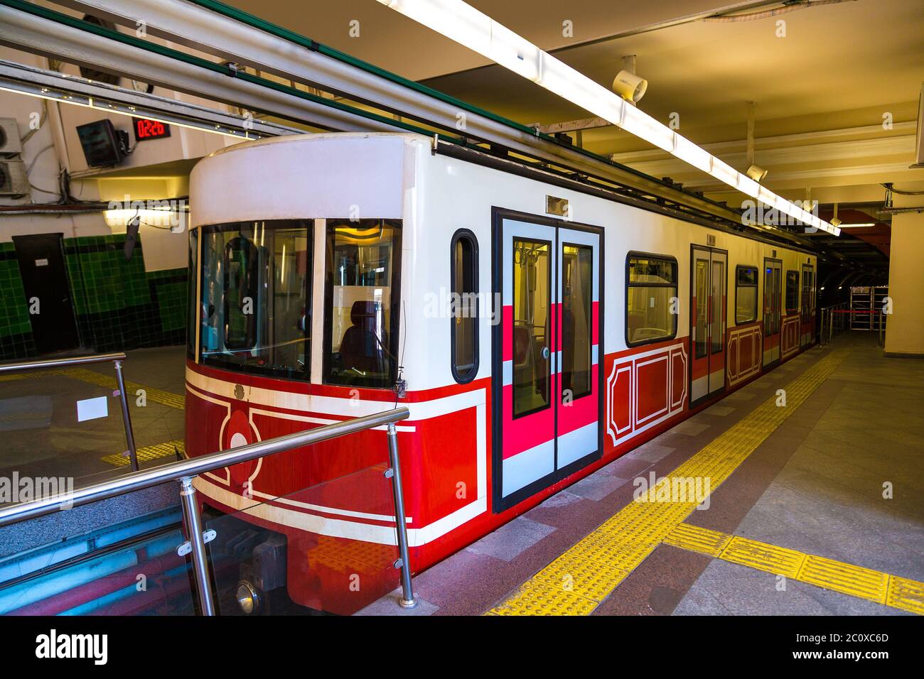 Historical tunnel funicular train in Istanbul in a summer day Stock ...