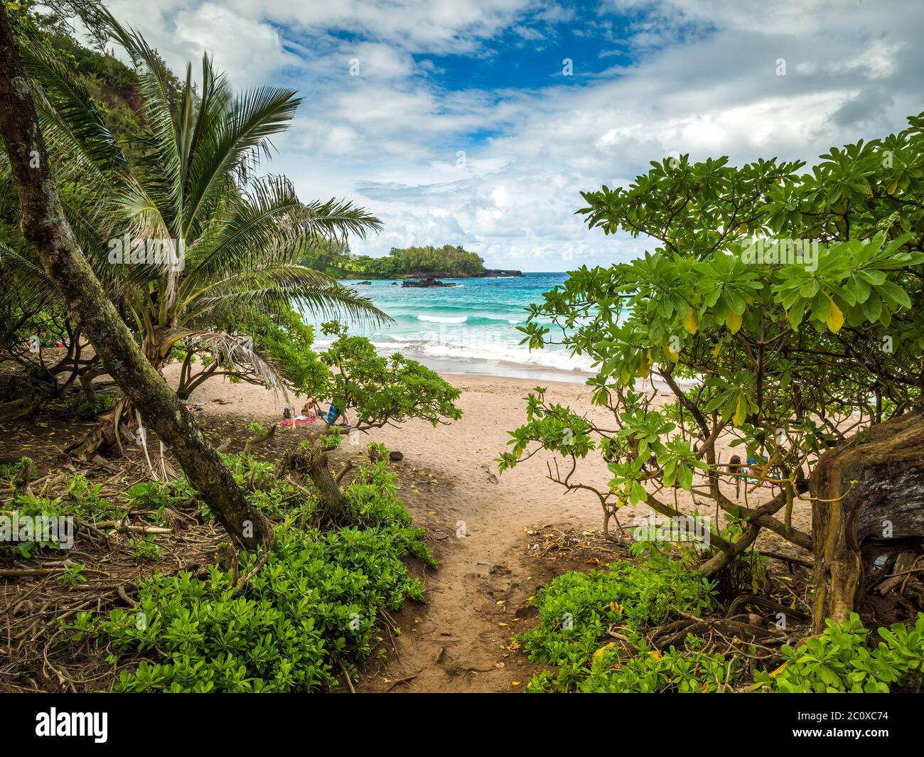 Koki Beach Park Maui. The dark red sand at Koki Beach was produced by ...