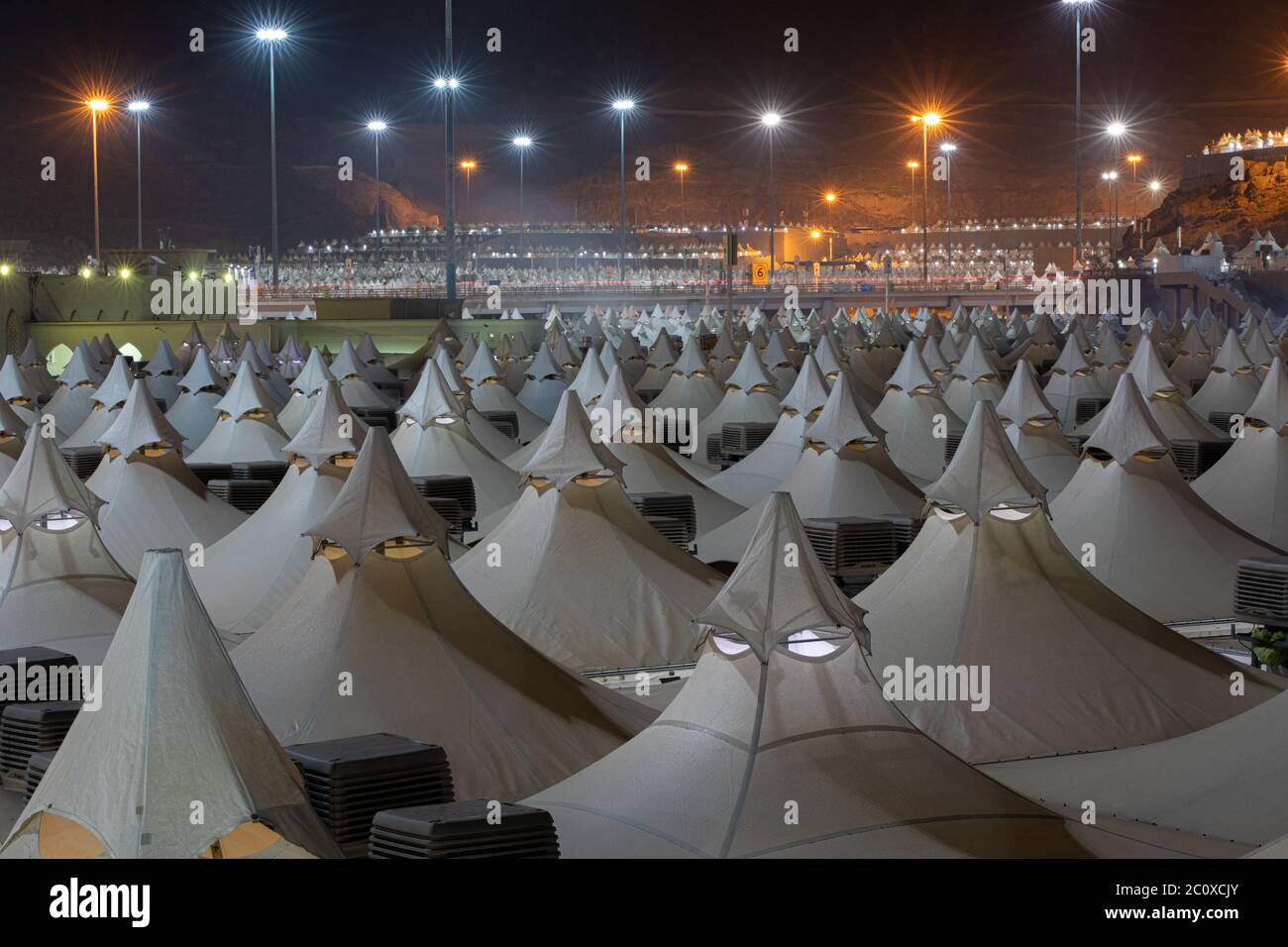 Mina in hajj, night time , Makkah, Saudi Arabia. Macca hajj time Stock ...