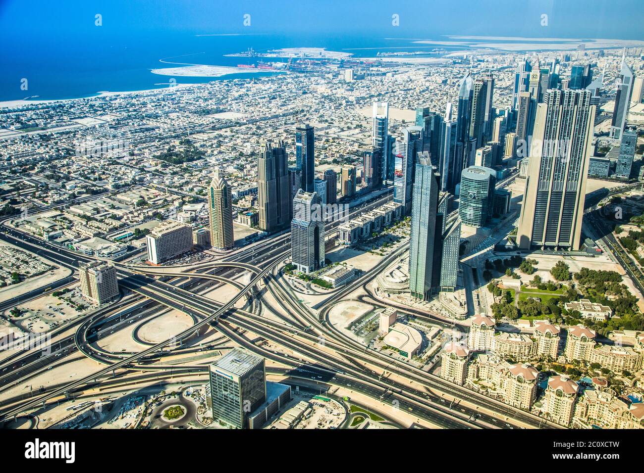 Dubai downtown. East, United Arab Emirates architecture. Aerial view ...