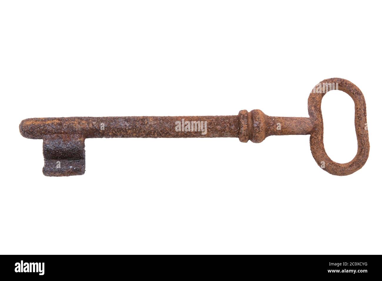 Old rusty key on a white background Stock Photo - Alamy
