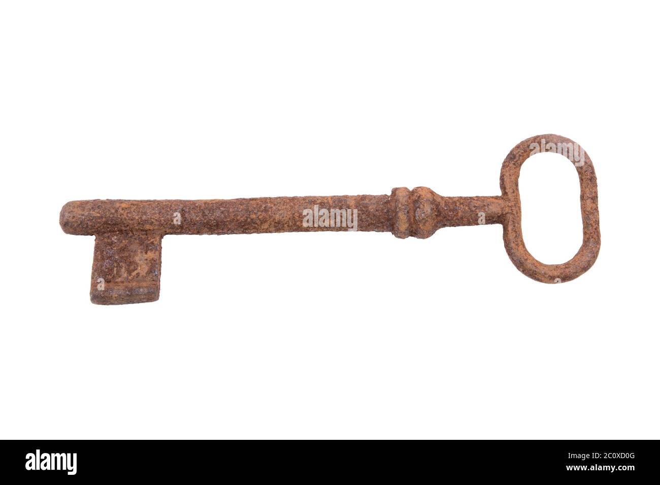 Old rusty key on a white background Stock Photo - Alamy