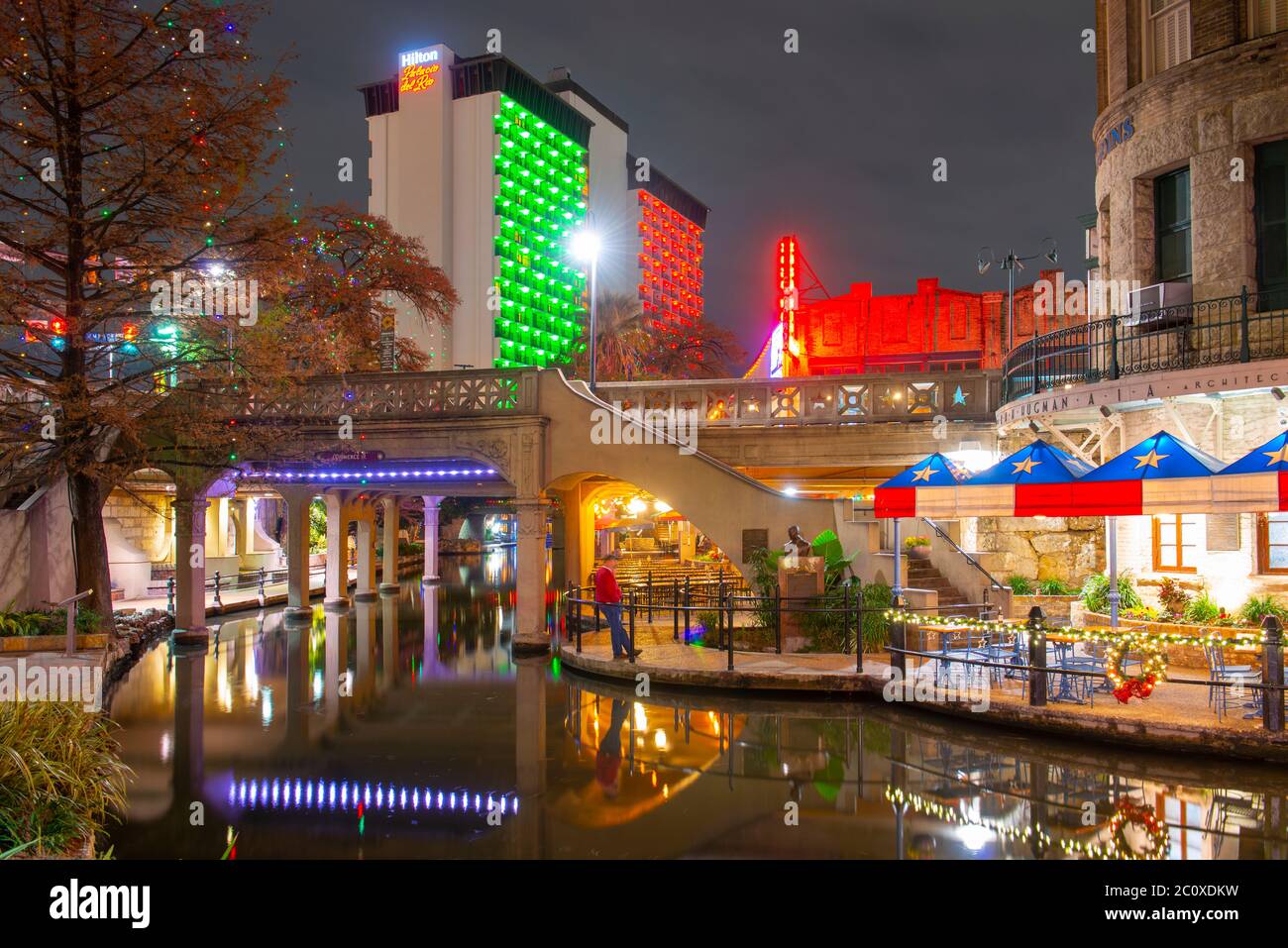 River Walk and Hilton Palacio del Rio in downtown San Antonio, Texas ...