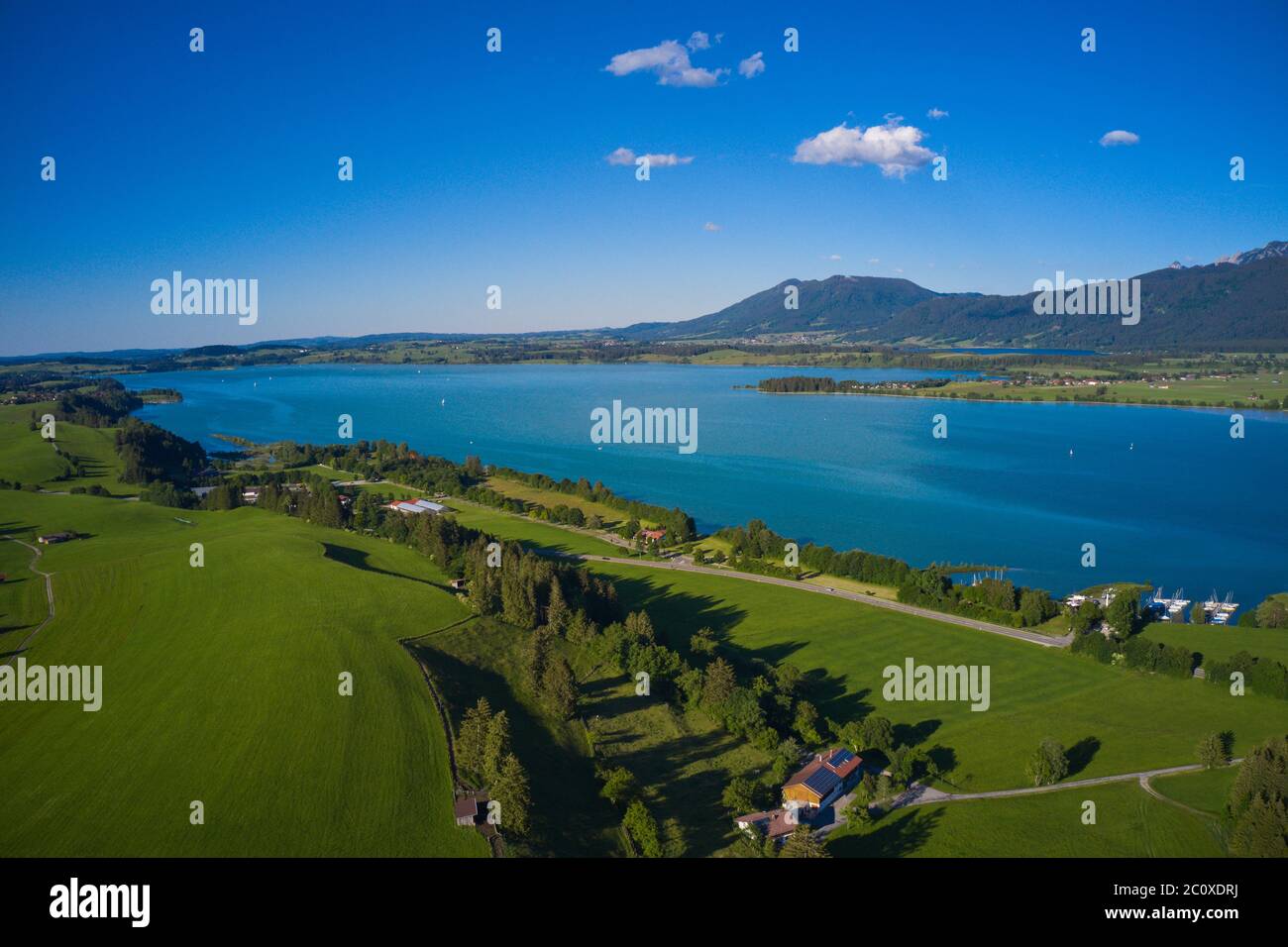 Fuessen, Germany, 12th June 2020 Forggensee, a lake for relax, sailing ...