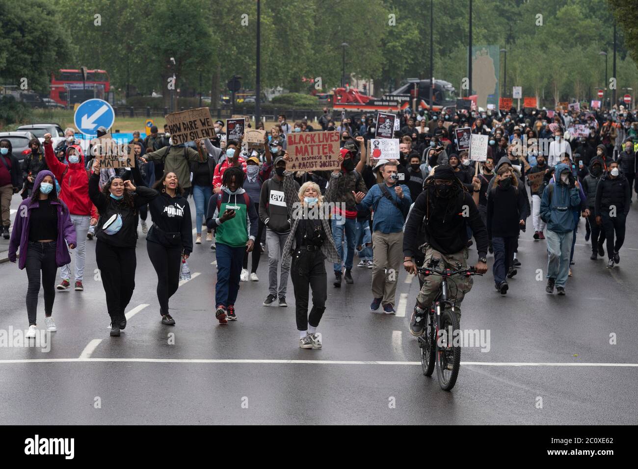 12 June 2020. London, United Kingdom. Protesters take part in a ...