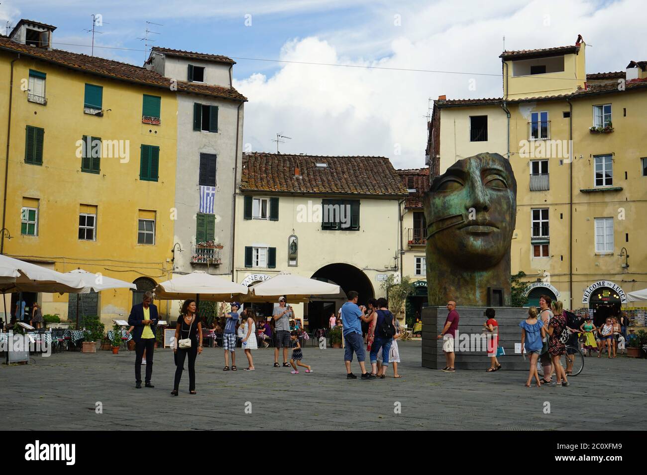 The Amphitheater Square in Lucca, Tuscany - Italy Stock Photo - Alamy