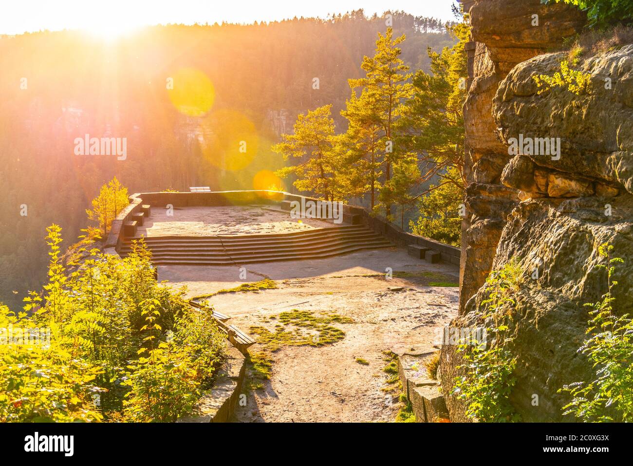Belveder lookout point above Labe River valley near Decin. Elbe ...