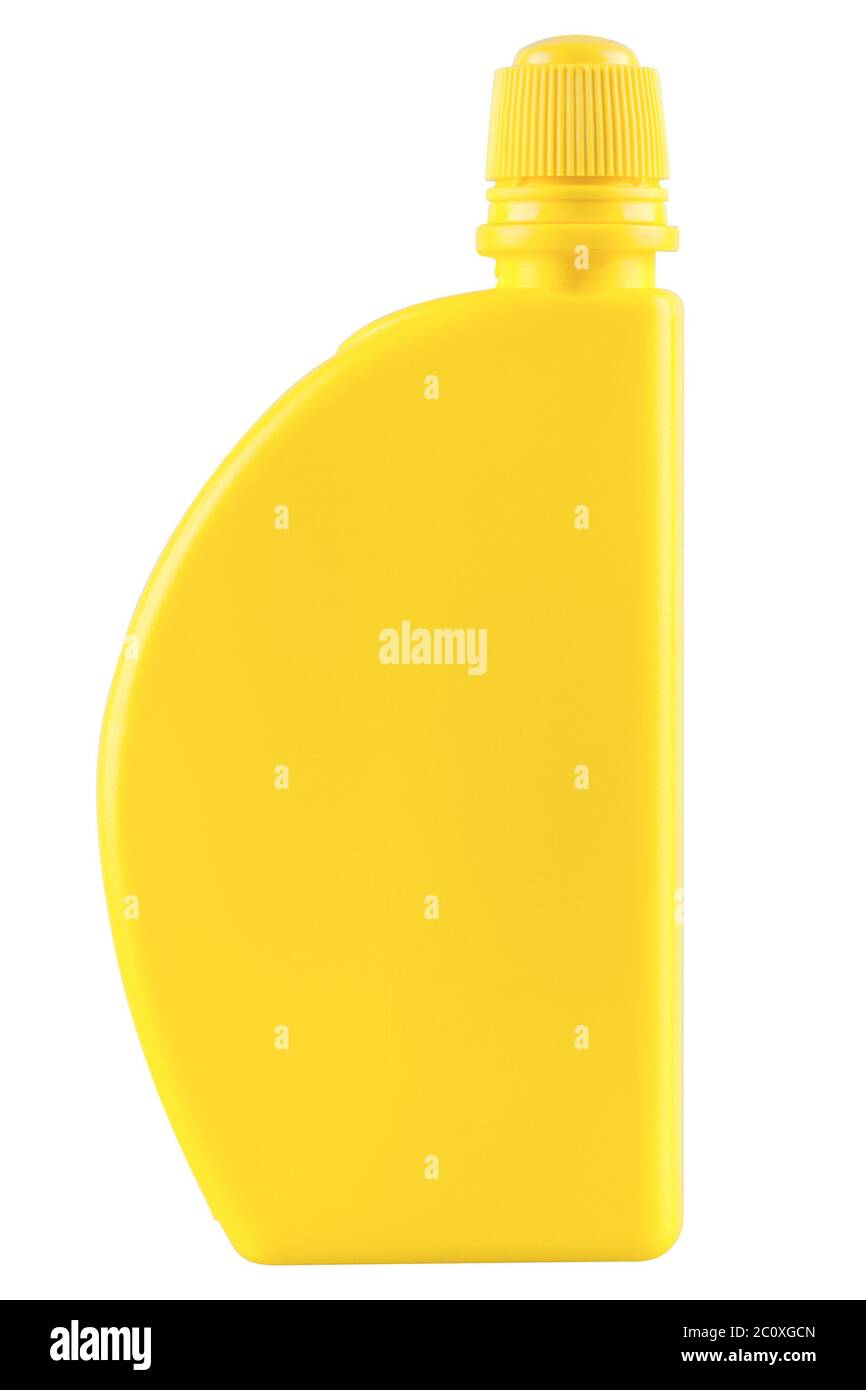 The yellow plastic container on a white background Stock Photo - Alamy