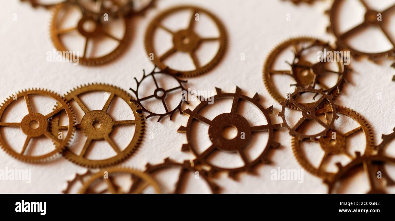 Detail of clock parts for restoration - close-up photo Stock Photo - Alamy