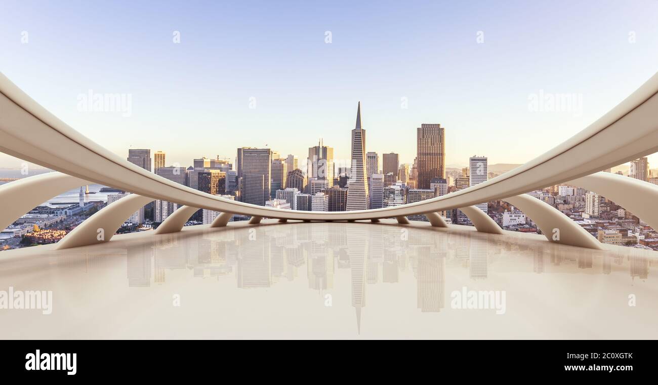 empty floor with cityscape of San Francisco background Stock Photo - Alamy