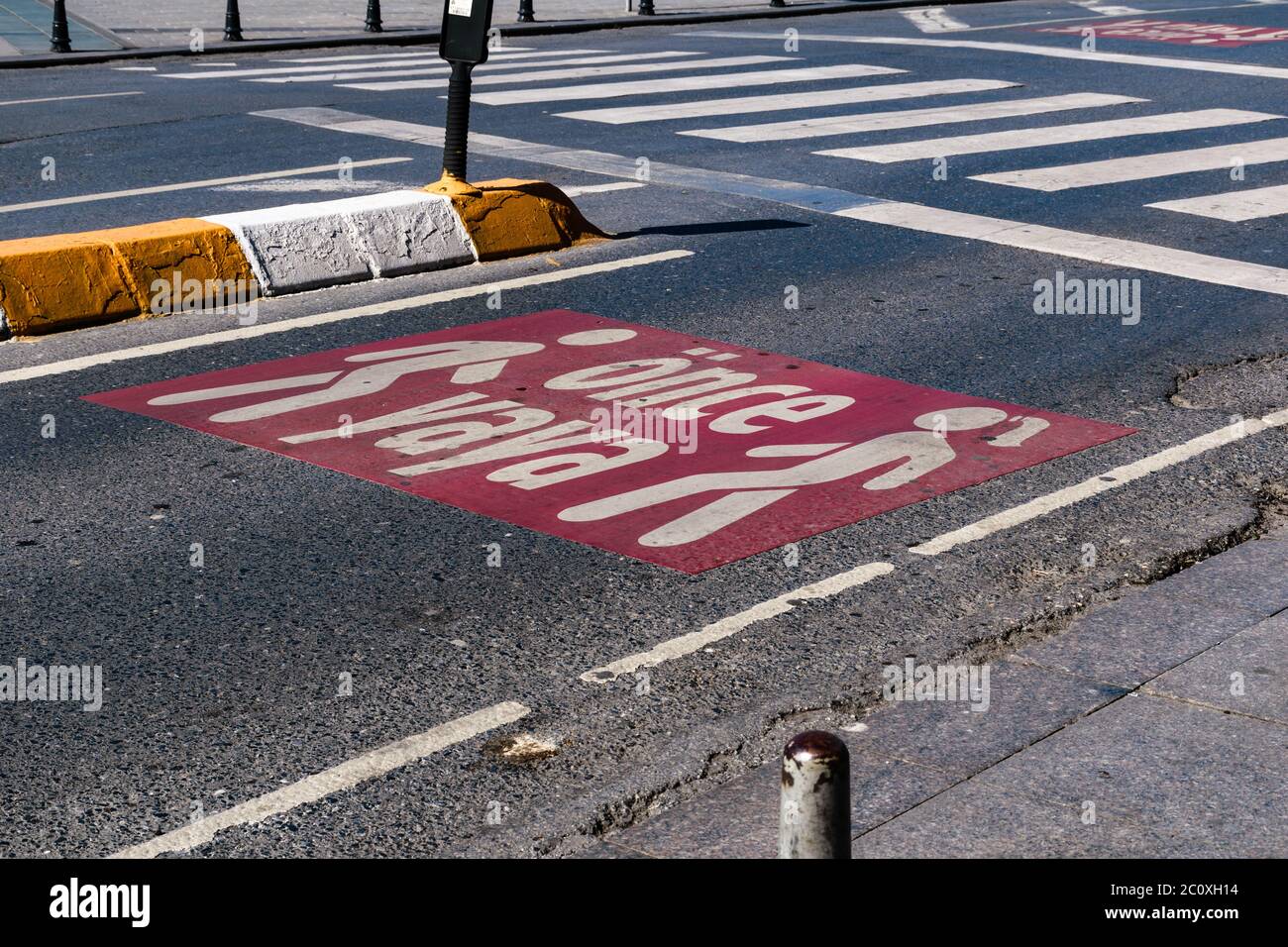 Pedestrian priority sign hi-res stock photography and images - Alamy