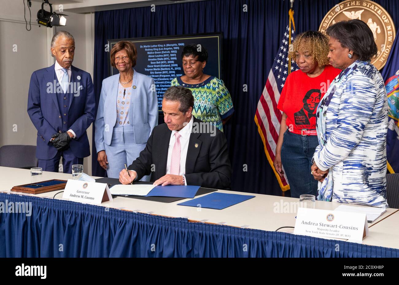 New York, NY - June 12, 2020: Governor Andrew Cuomo signed 'Say Their ...