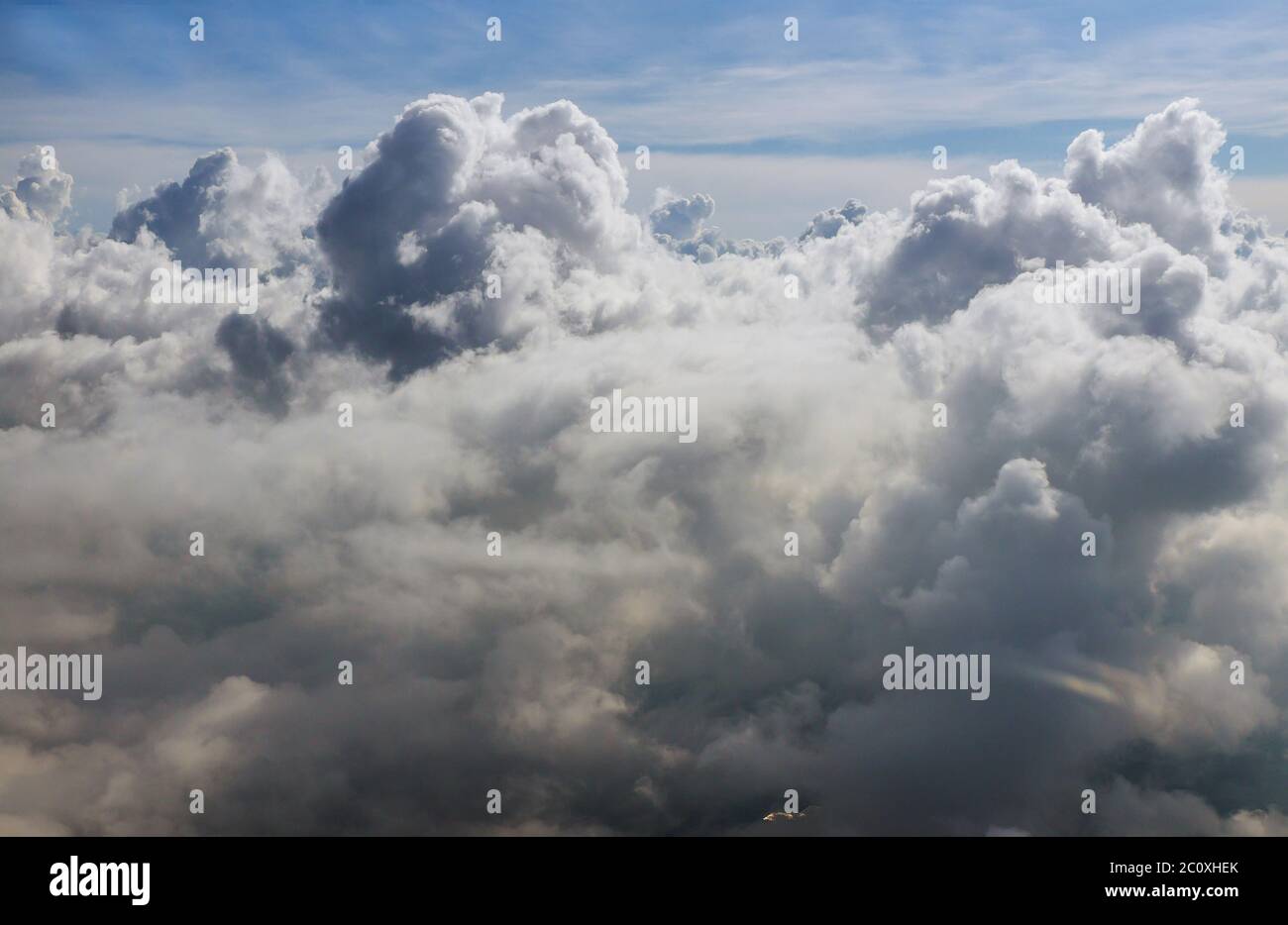 Amazing skyline view from airplane clear sky above the clouds Stock ...