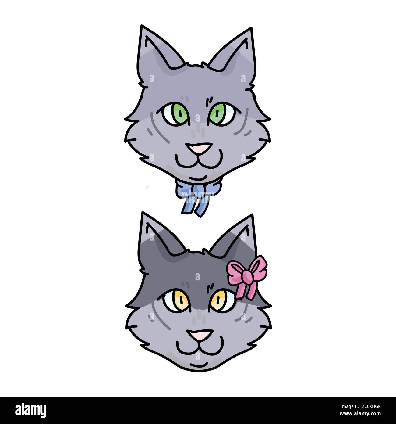 Cute cartoon munchkin kitten boy and girl vector clipart. Pedigree ...