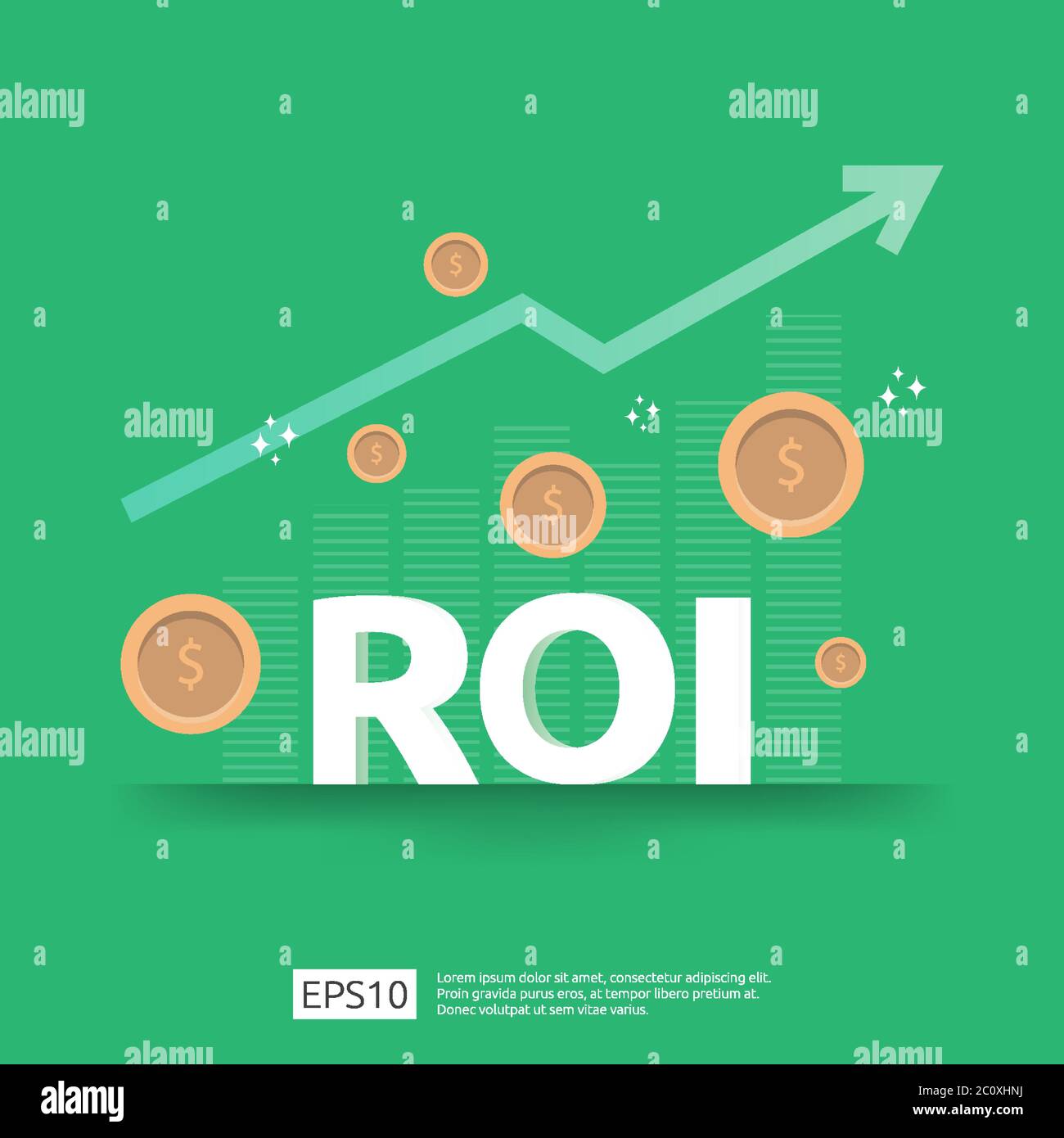 Return on investment concept. business growth arrows to success. ROI ...
