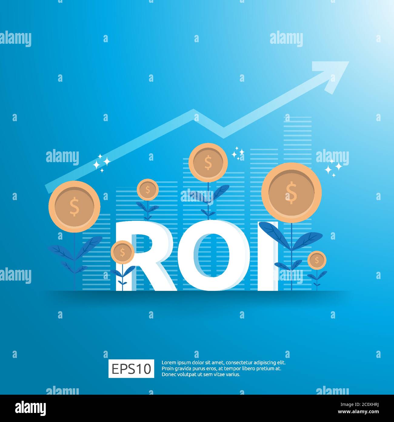 Return on investment concept. business growth arrows to success. ROI ...