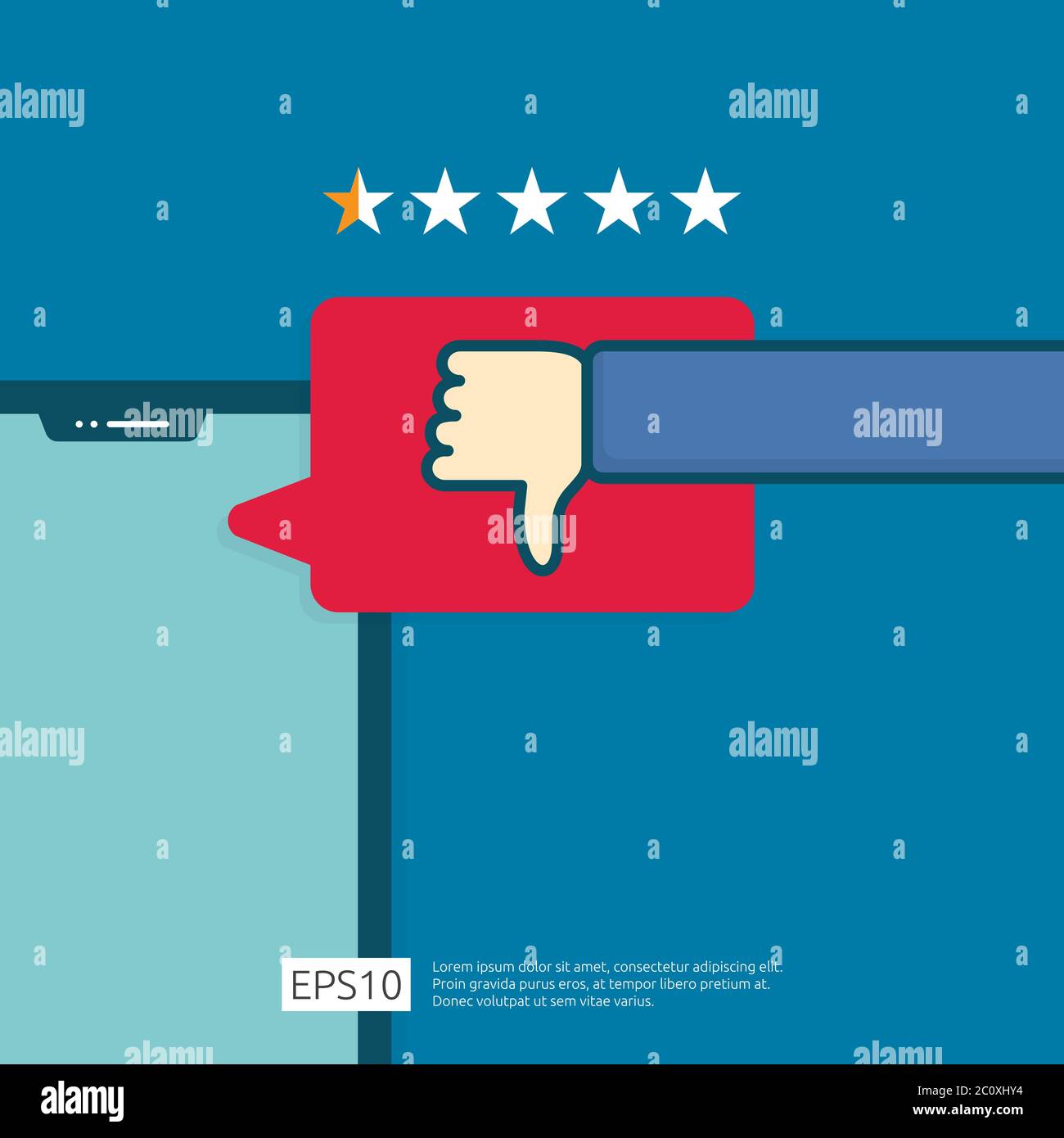 bad one star review concept. dislike bubble message symbol on phone ...