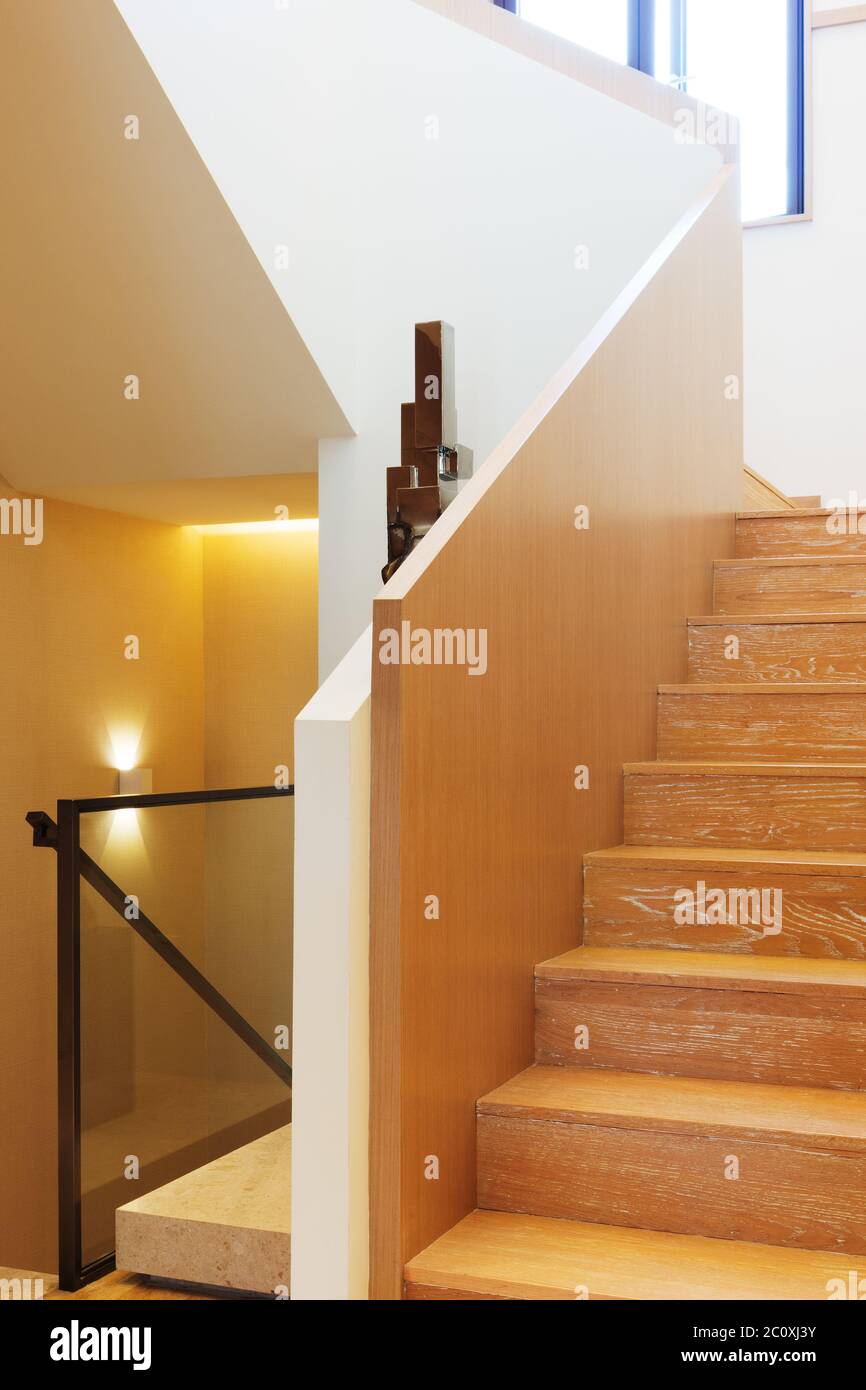 interior of modern wood staircase Stock Photo - Alamy