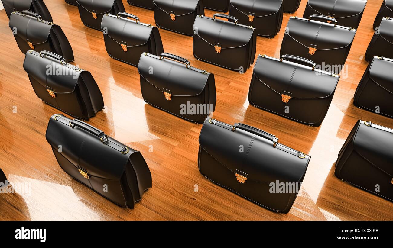 Office desk table with briefcase Stock Photo - Alamy