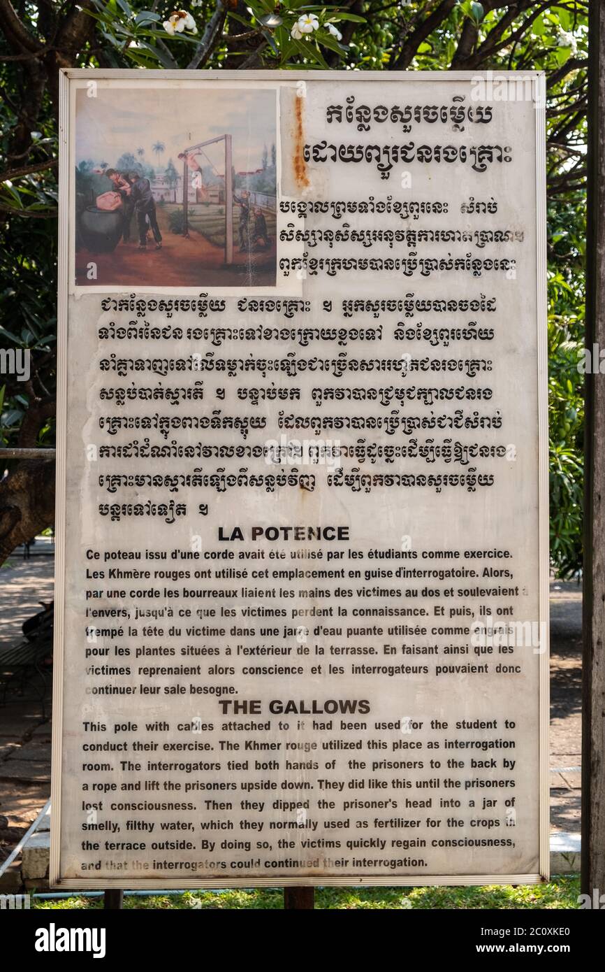 Information Board of the Gallows, Tuol Sleng Museum or S21 (Museum of ...