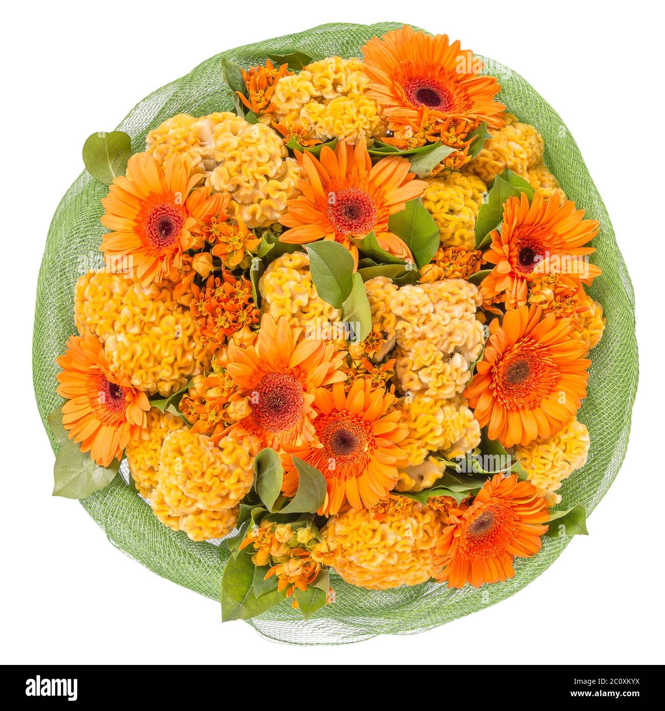 Bouquet of flowers top view isolated on white Stock Photo - Alamy