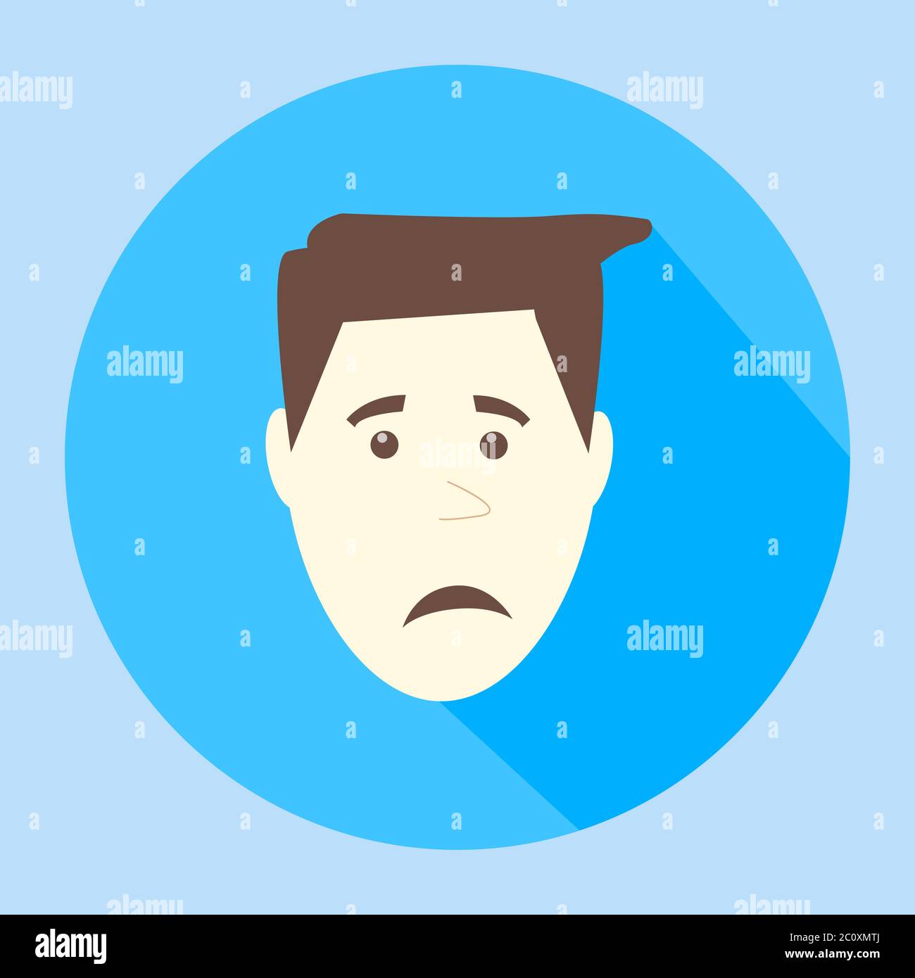 Color vector sad flat icon man face emotion Stock Photo - Alamy
