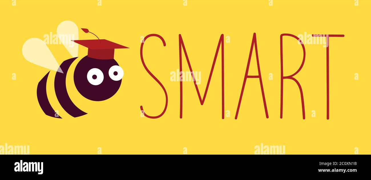 Vector illustration. Rebus depicting phrase 'Be Smart' with a bee ...