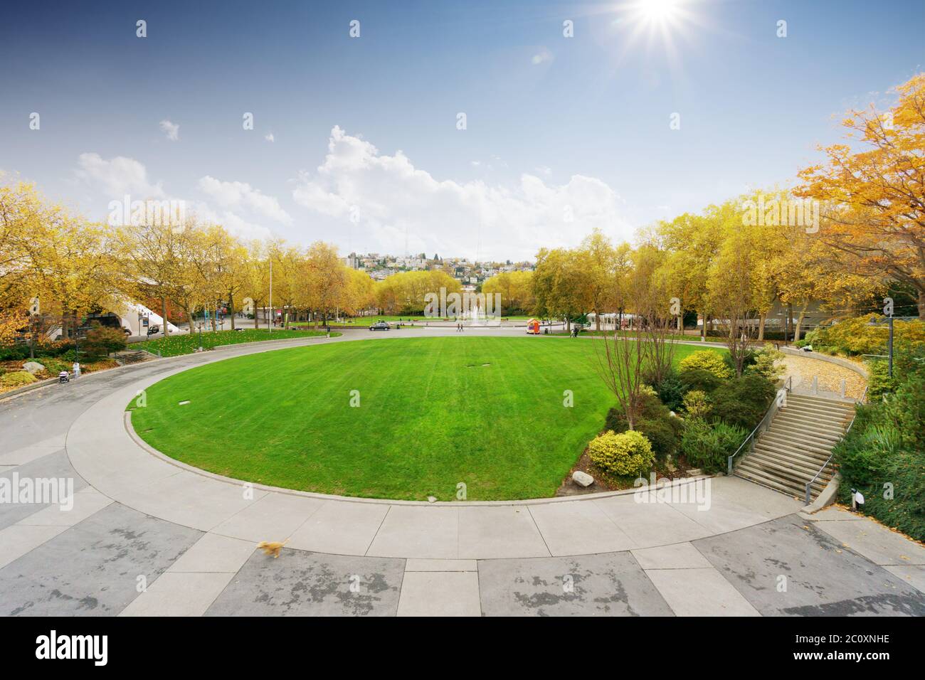 landscape of seattle center near space needle Stock Photo - Alamy