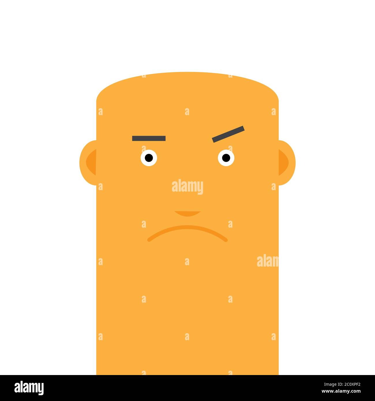 Flat bald angry face man avatar vector character Stock Photo - Alamy