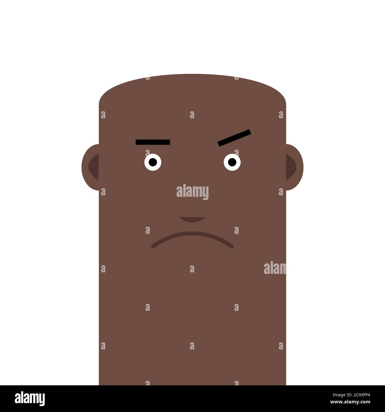 Flat face bald angry man avatar vector character Stock Photo - Alamy