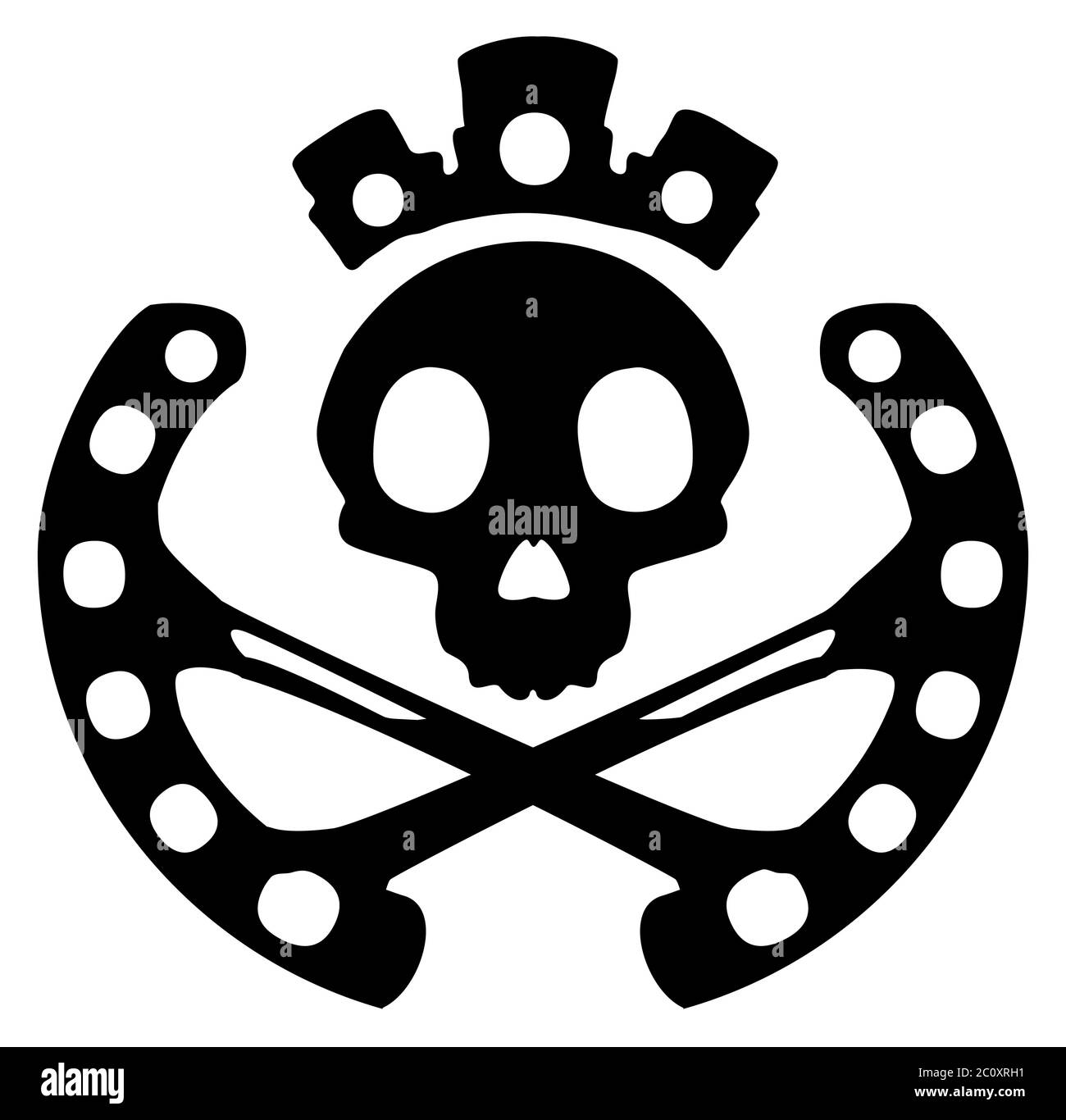 Metal work pirate skull emblem symbol black, vector illustration ...