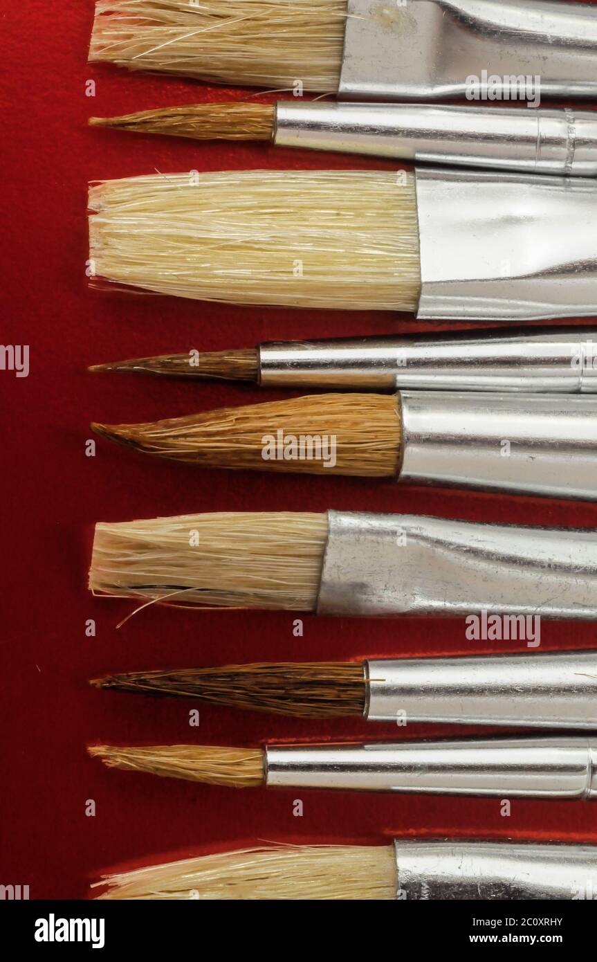 New Wooden Different Paintbrush Texture Stock Photo - Alamy