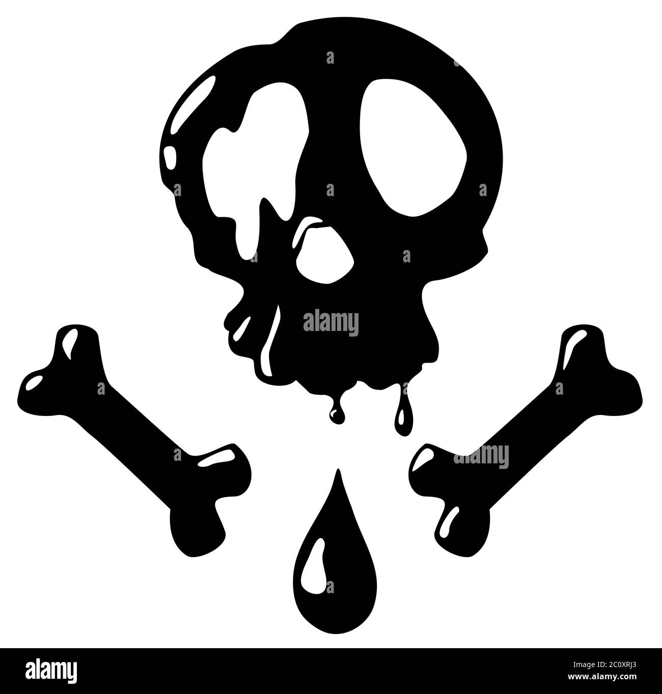 Melting skull emblem symbol black, vector illustration, horizontal ...