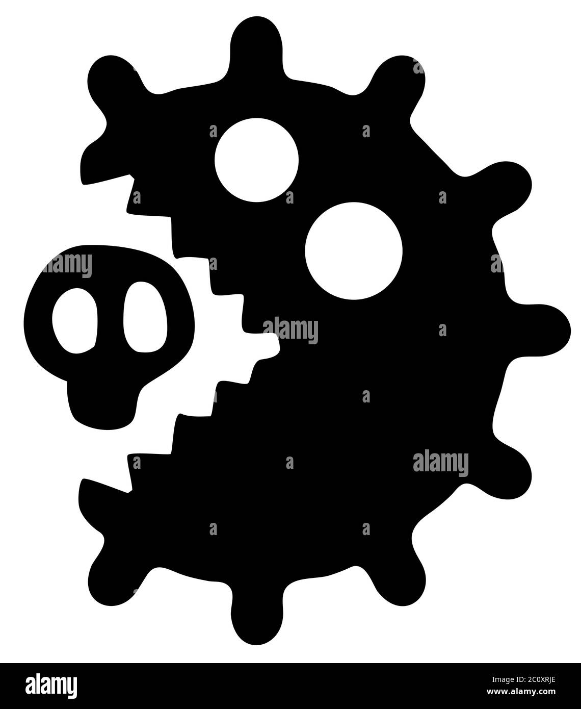 Virus eating skull symbol black, vector illustration, horizontal ...