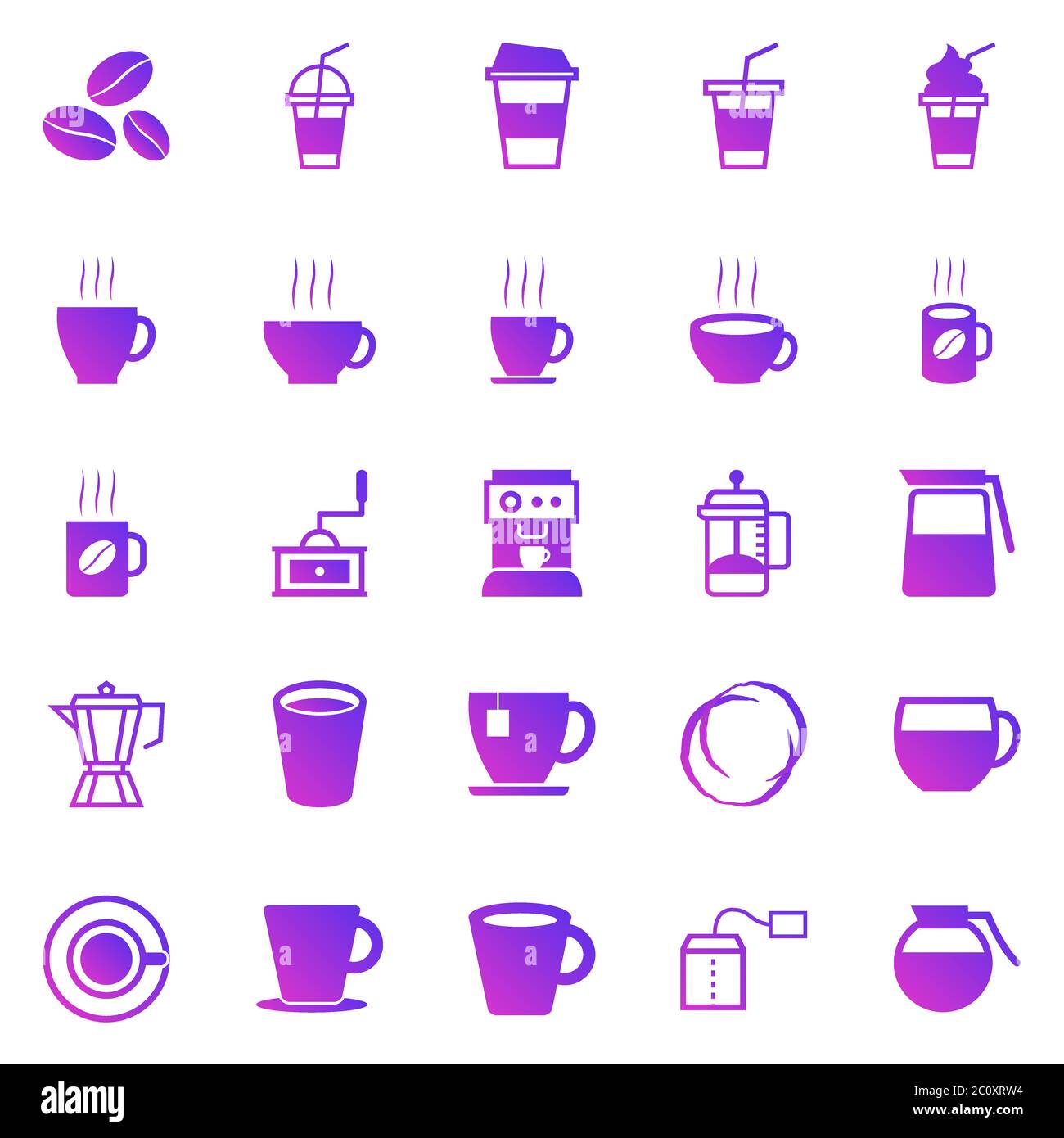 Coffee gradient icons on white background, stock vector Stock Vector ...