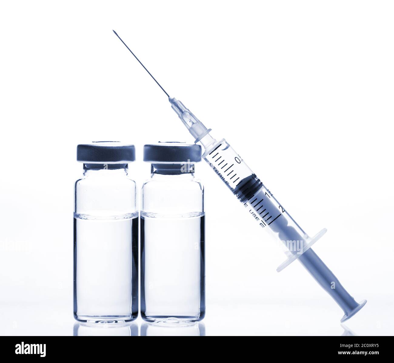 Glass Medicine Vials and Syringe on white background Stock Photo - Alamy