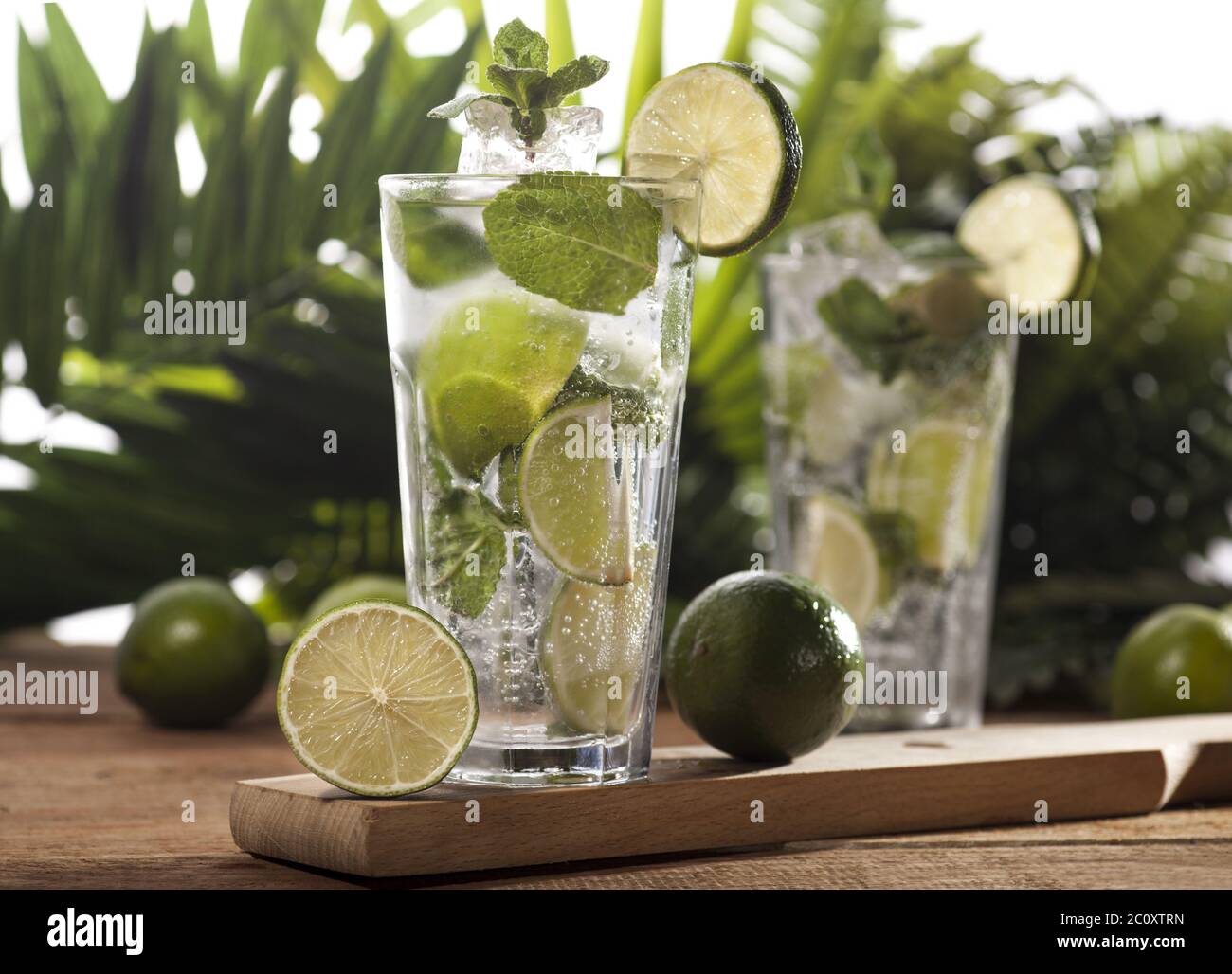 Mojito cocktail on tropical background Stock Photo - Alamy