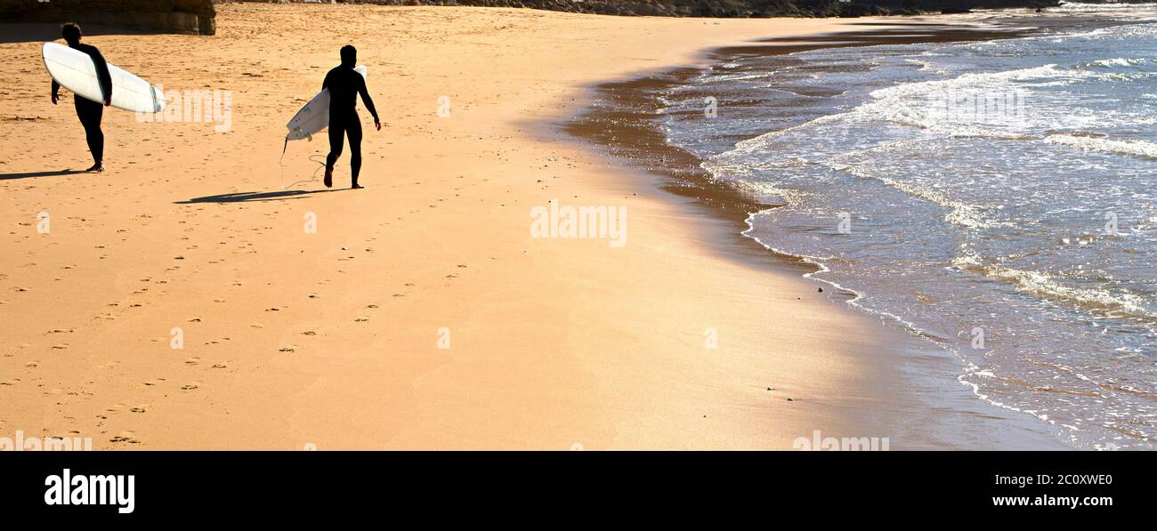 Surfing scene, panorama Stock Photo - Alamy