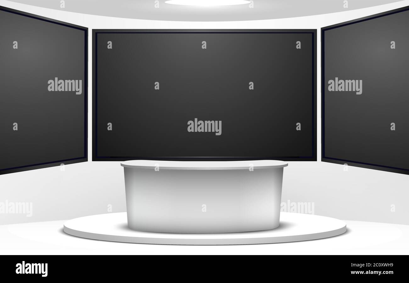 white table and lcds background in the news studio room Stock Vector ...