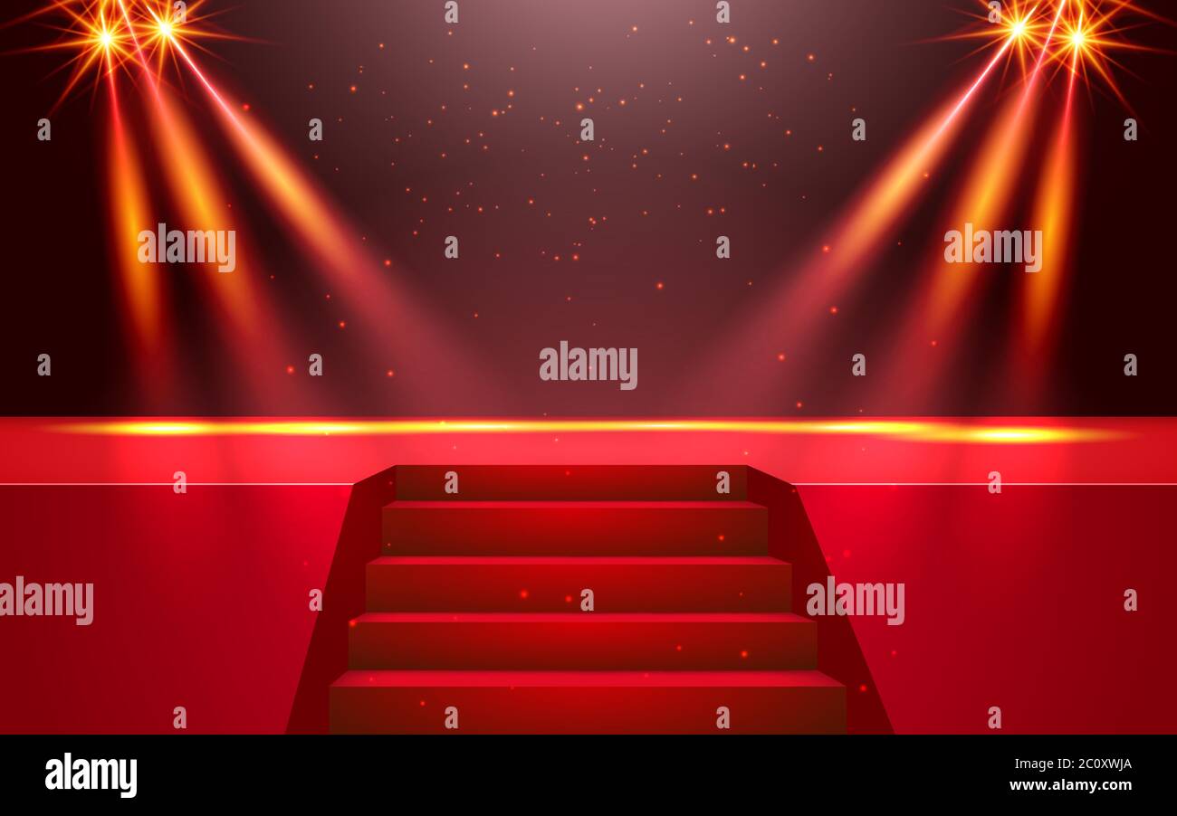 red stage and gold spotlight in the hall Stock Vector Image & Art - Alamy