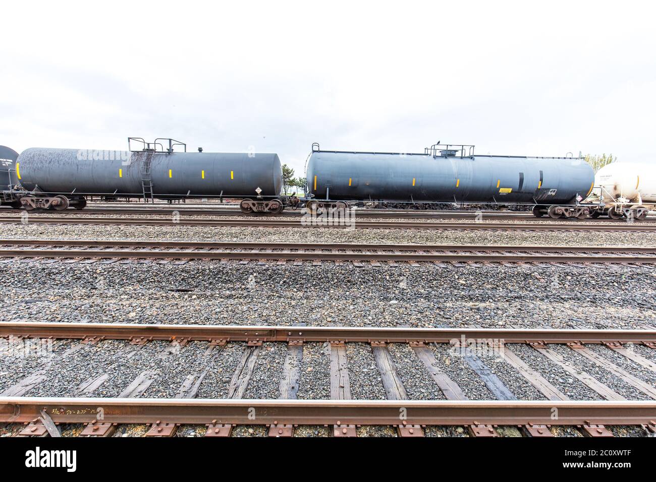 oil tank train and railways in portland in cloudy sky Stock Photo - Alamy